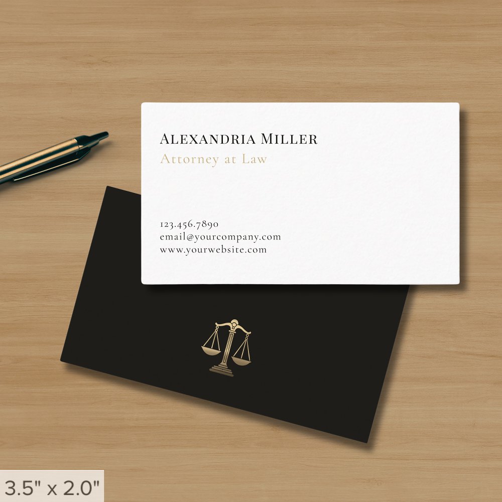 Simple Elegant Gold Justice Legal Business Card - Snuggle Hamster Designs