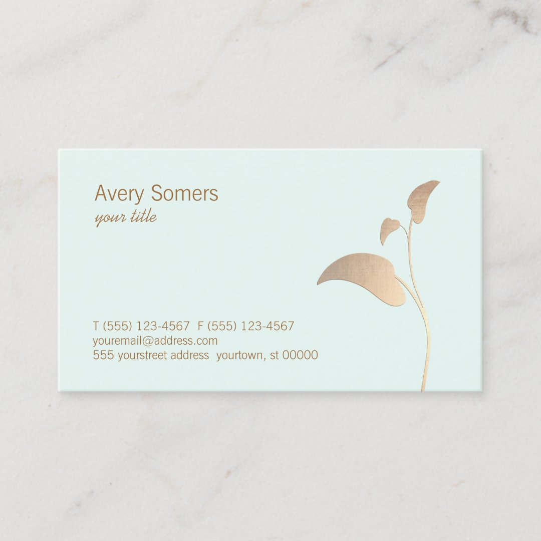Simple Elegant Gold Leaf Business Card | Zazzle