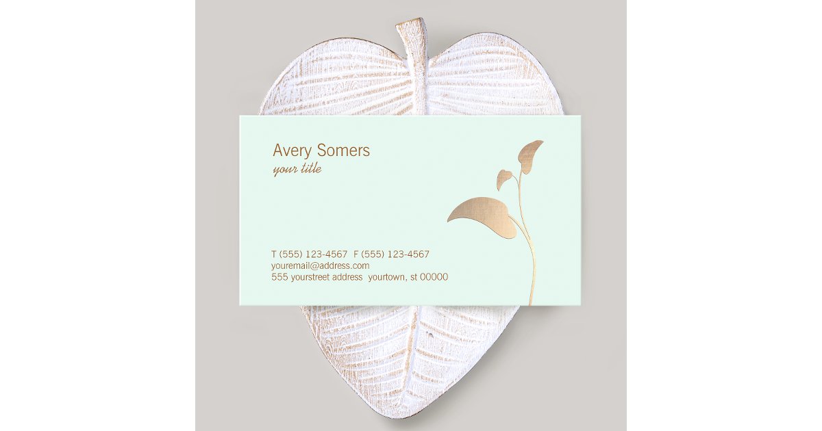 Simple Elegant Gold Leaf Business Card | Zazzle
