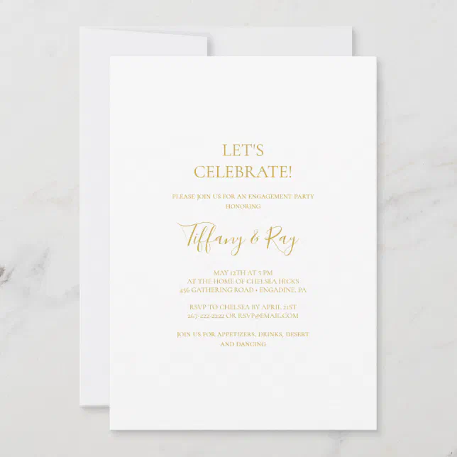 Simple Elegant Gold Let's Celebrate Invitation | Zazzle