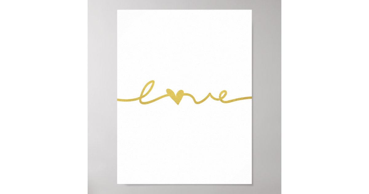 Simple Elegant Gold Love Script Poster | Zazzle