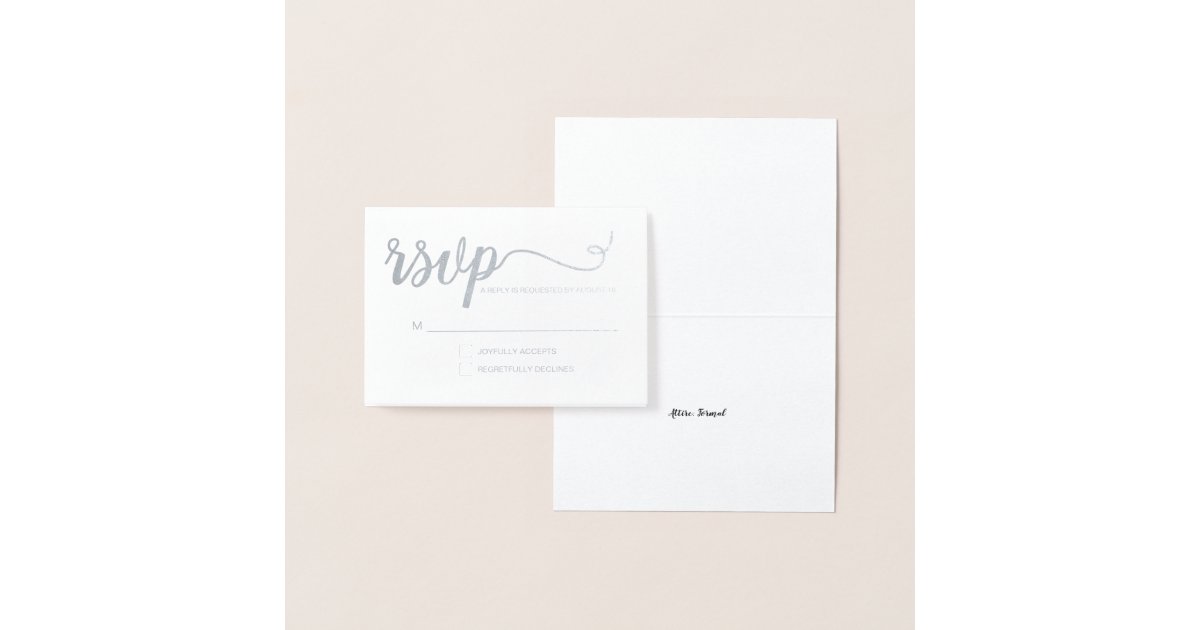 Simple Elegant gold RSVP script silver anniversary Foil Card | Zazzle
