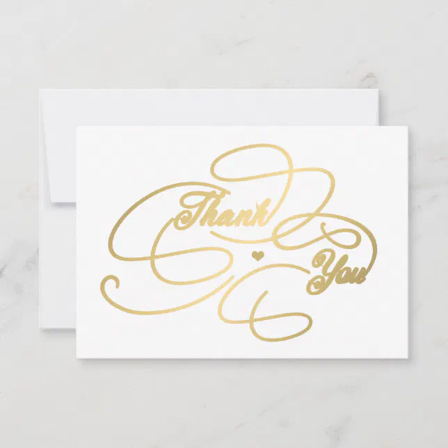 Simple elegant gold script thank you card | Zazzle