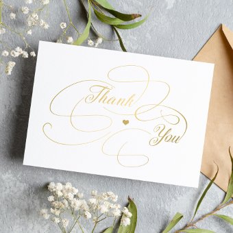 Simple elegant gold script thank you card | Zazzle