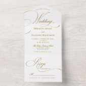 Simple Elegant Gold Script Wedding All In One Invitation | Zazzle