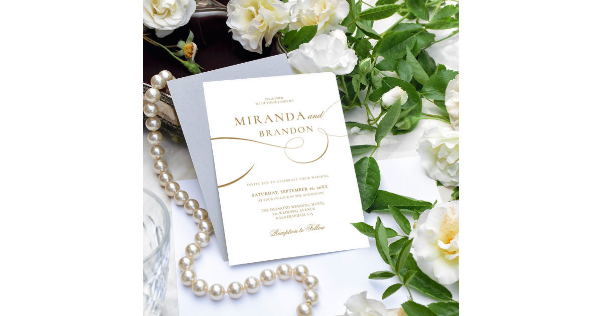 Simple Elegant Gold Script Wedding Invitation | Zazzle
