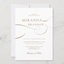 Simple Elegant Gold Script Wedding Invitation | Zazzle