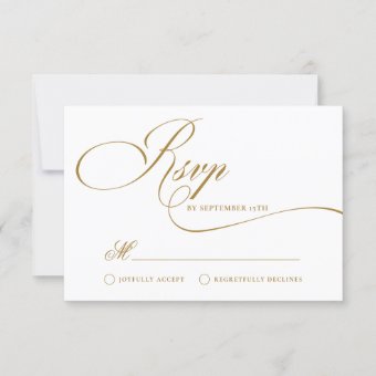 Simple Elegant Gold Script Wedding RSVP Invitation | Zazzle