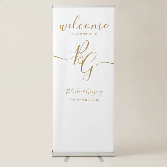 Simple Elegant Golden Initial Wedding Welcome Sign | Zazzle