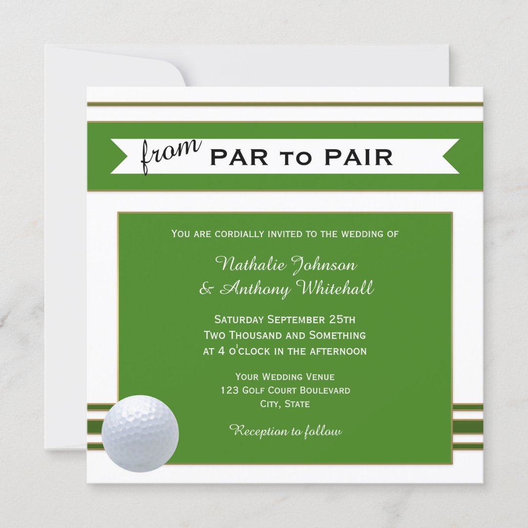 Simple Elegant Golf Theme Wedding Invitation | Zazzle