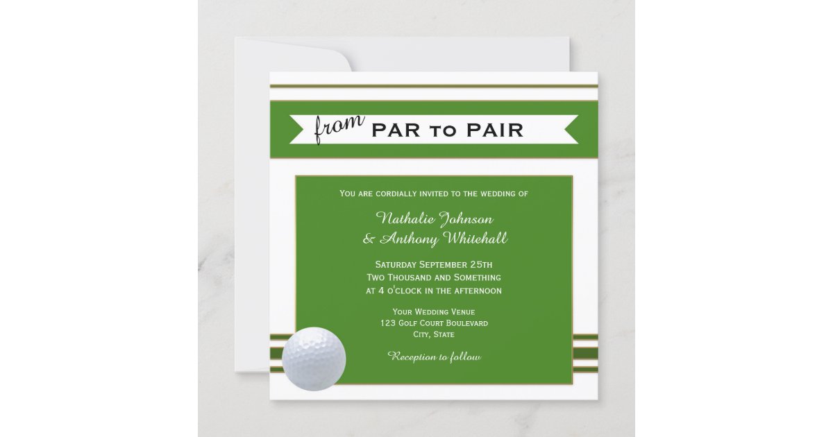 Simple Elegant Golf Theme Wedding Invitation | Zazzle