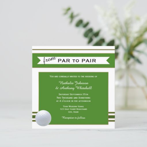 Simple Elegant Golf Theme Wedding Invitation | Zazzle