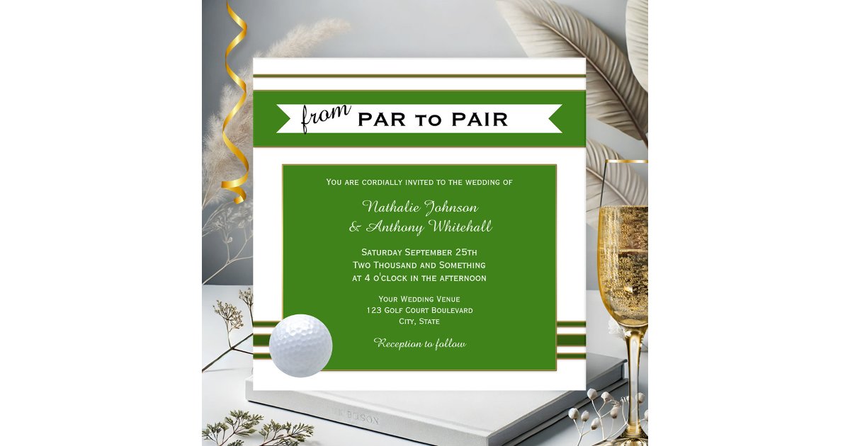Simple Elegant Golf Theme Wedding Invitation | Zazzle