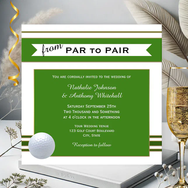 Simple Elegant Golf Theme Wedding Invitation | Zazzle