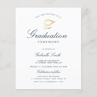 simple elegant graduation ceremony invitation | Zazzle