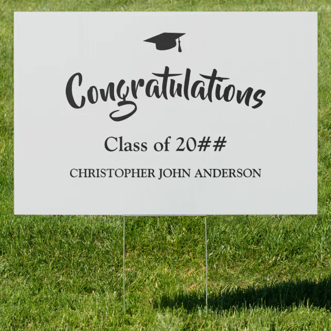 Simple Elegant Gray Graduation Script Yard Sign | Zazzle