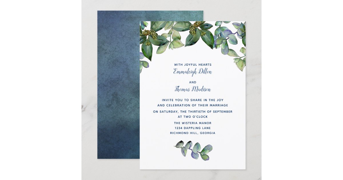 Simple Elegant Greenery Wedding Invitation | Zazzle