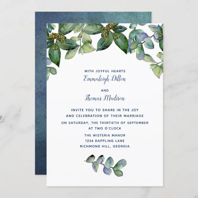 Simple Elegant Greenery Wedding Invitation | Zazzle