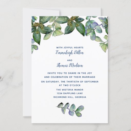 Simple Elegant Greenery Wedding Invitation | Zazzle