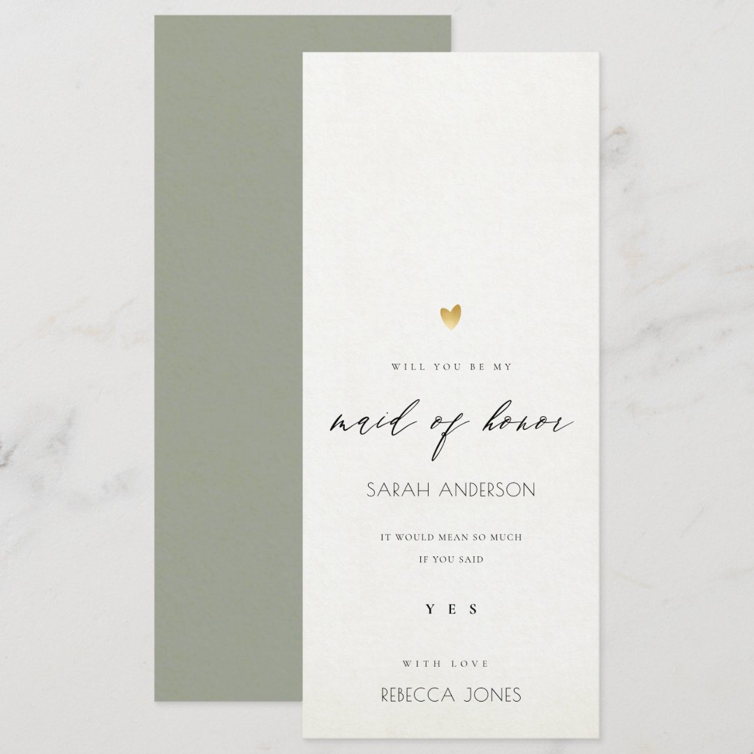 SIMPLE ELEGANT GREY GOLD TYPOGRAPHY maid of honour Invitation | Zazzle