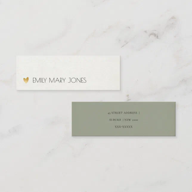 SIMPLE ELEGANT GREY TYPOGRAPHY ADDRESS MINI BUSINESS CARD | Zazzle