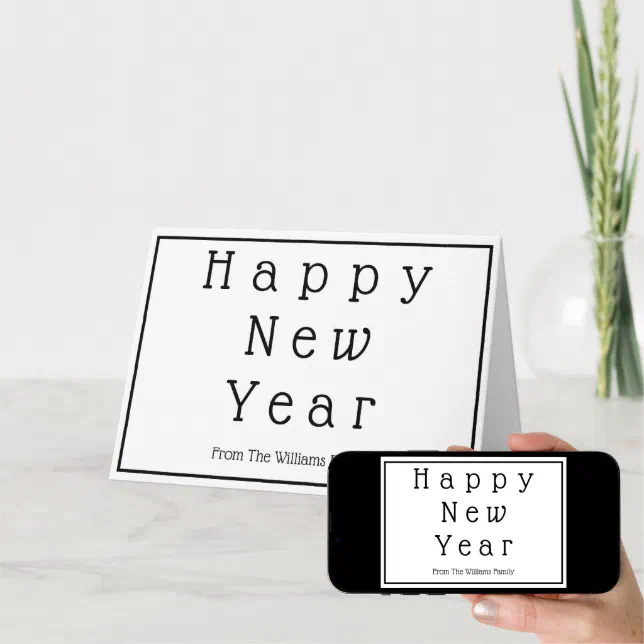 Simple Elegant Happy New Year Custom Personalized Card | Zazzle