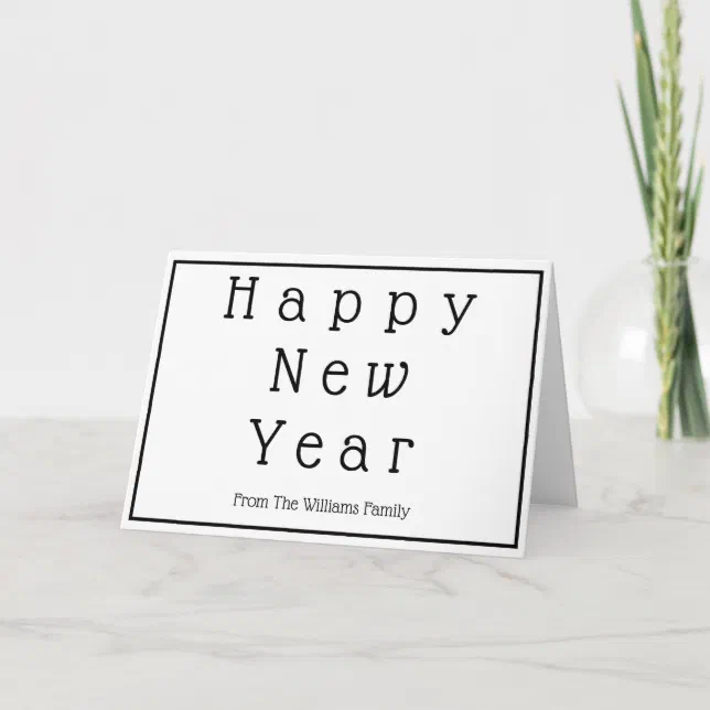 Simple Elegant Happy New Year Custom Personalized Card | Zazzle