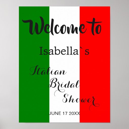 Simple Elegant Italian Bridal Shower Welcome Sign | Zazzle