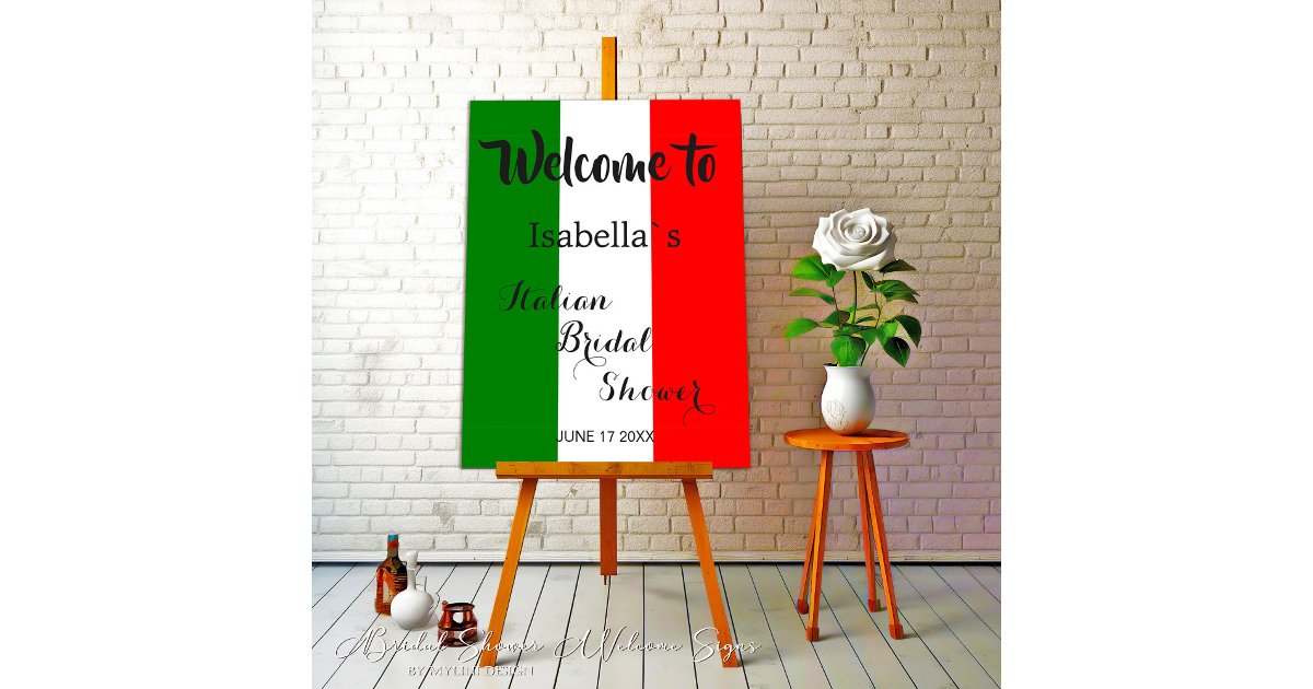 Simple Elegant Italian Bridal Shower Welcome Sign | Zazzle