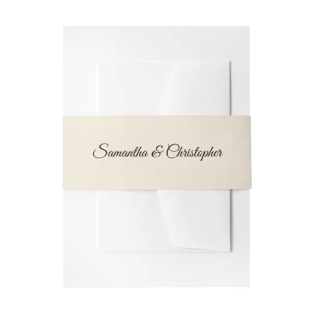 Simple Elegant Ivory or Cream Colored Wedding Invitation Belly Band ...