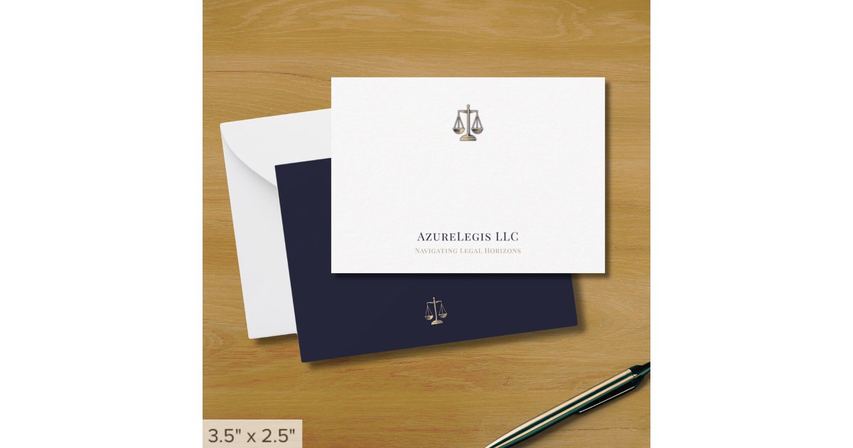 Simple Elegant Justice Scale Legal Note Card | Zazzle