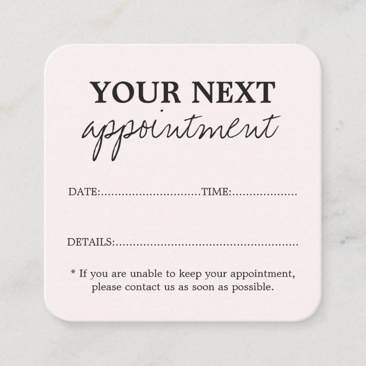 Simple Elegant Light Pink Beauty Salon Appointment Card | Zazzle
