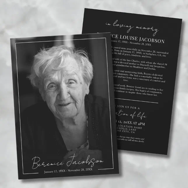 Simple Elegant Memorial Service Funeral Invitation | Zazzle