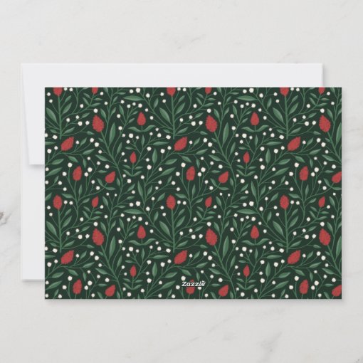 Simple Elegant Merry Christmas Floral Back Holiday Card | Zazzle