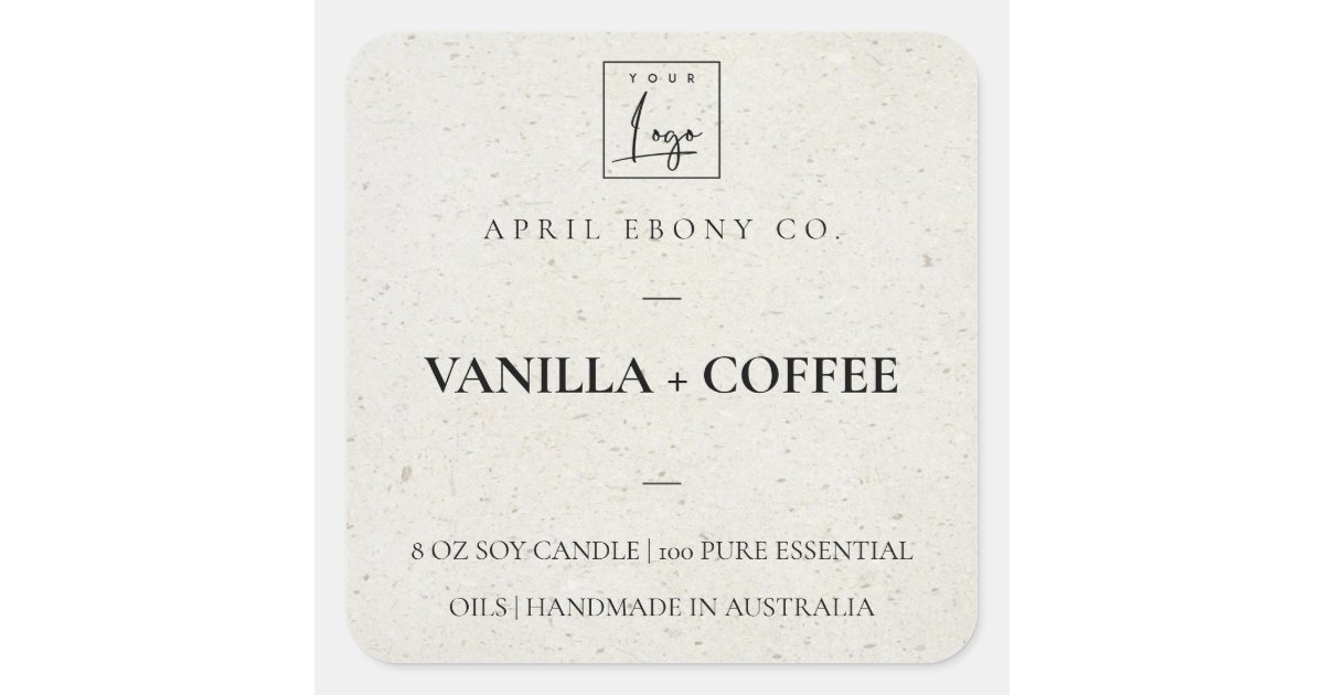 SIMPLE ELEGANT MINIMAL LOGO DUSKY SPECKLED STONE SQUARE STICKER | Zazzle