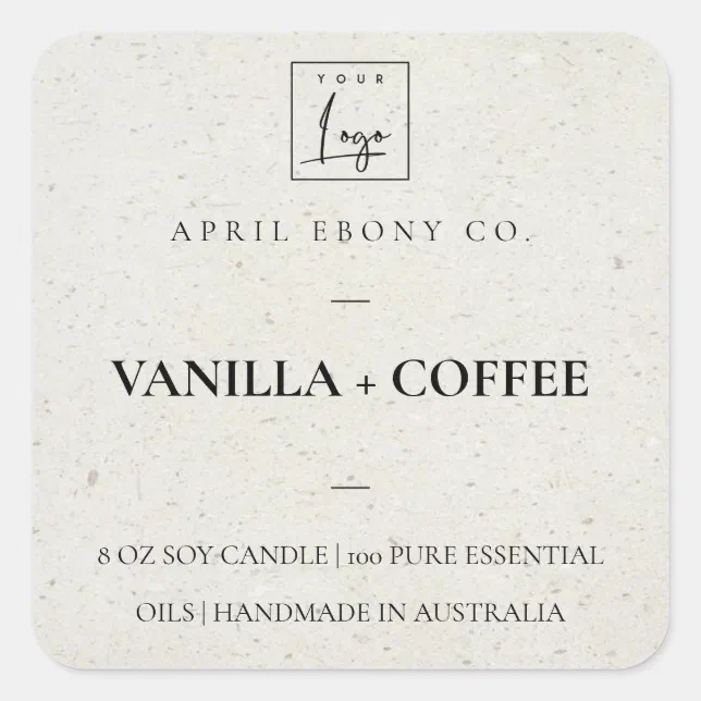 SIMPLE ELEGANT MINIMAL LOGO DUSKY SPECKLED STONE SQUARE STICKER | Zazzle