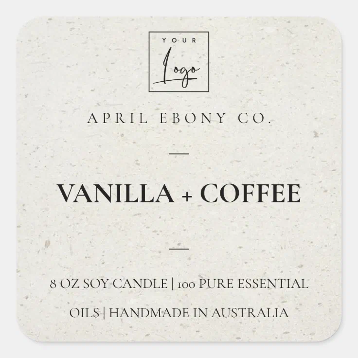 SIMPLE ELEGANT MINIMAL LOGO DUSKY SPECKLED STONE SQUARE STICKER | Zazzle