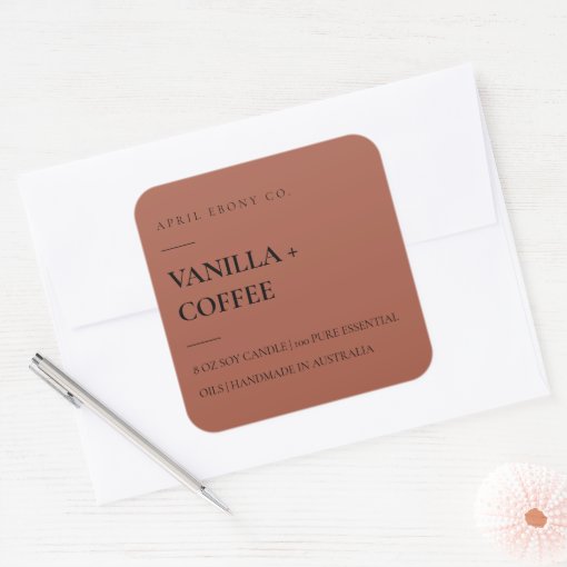 SIMPLE ELEGANT MINIMAL MODERN BURNT BRICK RED SQUARE STICKER | Zazzle