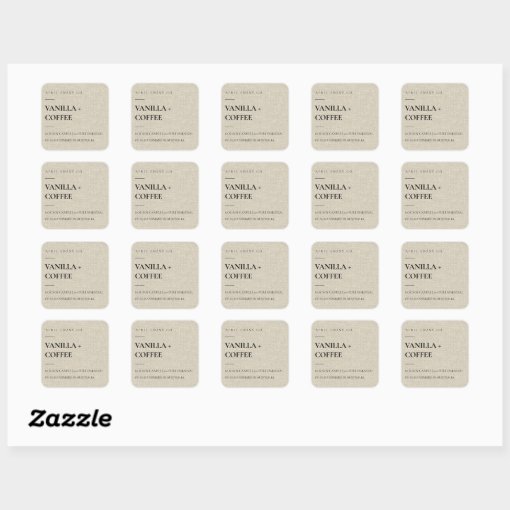 SIMPLE ELEGANT MINIMAL MODERN RUSTIC BEIGE LINEN SQUARE STICKER | Zazzle