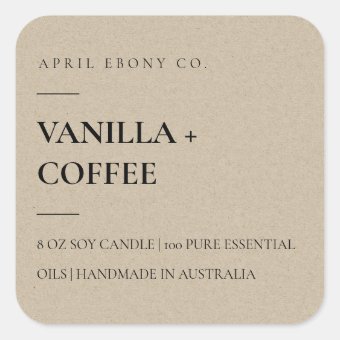 SIMPLE ELEGANT MINIMAL MODERN RUSTIC KRAFT SQUARE STICKER | Zazzle