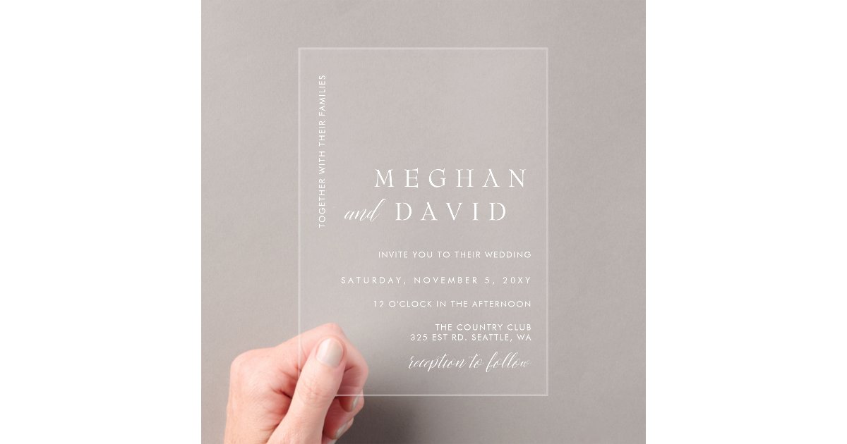 Simple Elegant Minimal Modern Wedding Acrylic Invitations | Zazzle