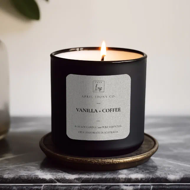 SIMPLE ELEGANT MINIMAL URBAN DUSKY GREY LINEN LOGO SQUARE STICKER | Zazzle