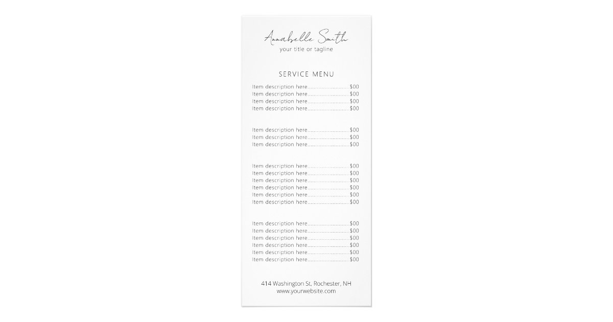 Simple Elegant Minimalist Black and White Modern Rack Card | Zazzle