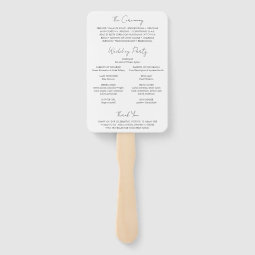 Simple Elegant Minimalist Classic Wedding Program Hand Fan | Zazzle