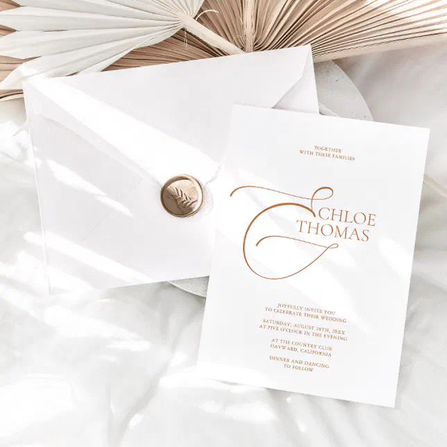 Simple Elegant Minimalist Classic White Wedding In Invitation | Zazzle