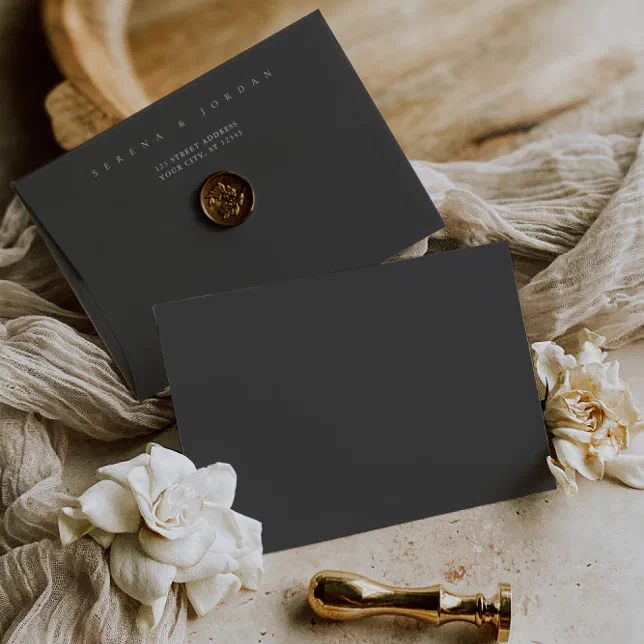 Simple Elegant Minimalist Dusty Grey Wedding Envelope | Zazzle