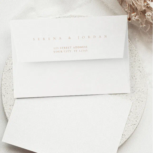 Simple Elegant Minimalist Ivory Taupe Wedding Envelope | Zazzle