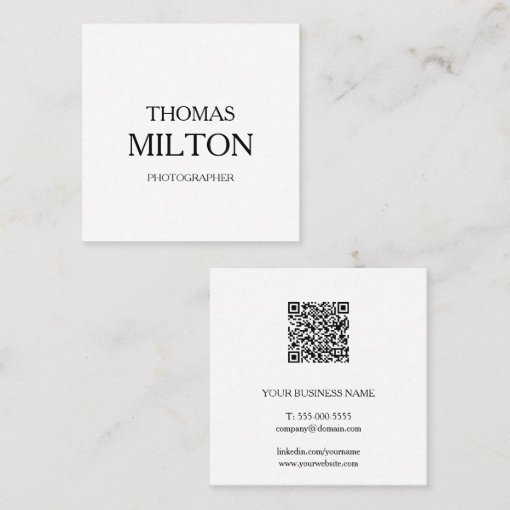 Simple Elegant Minimalist Modern QR Code Square Business Card | Zazzle