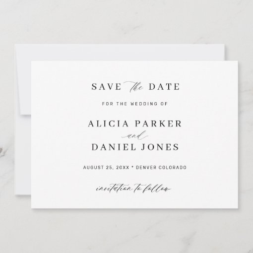Simple elegant minimalist modern wedding save the date | Zazzle