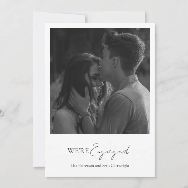Simple Elegant Minimalist Photo Engagement Party Invitation | Zazzle